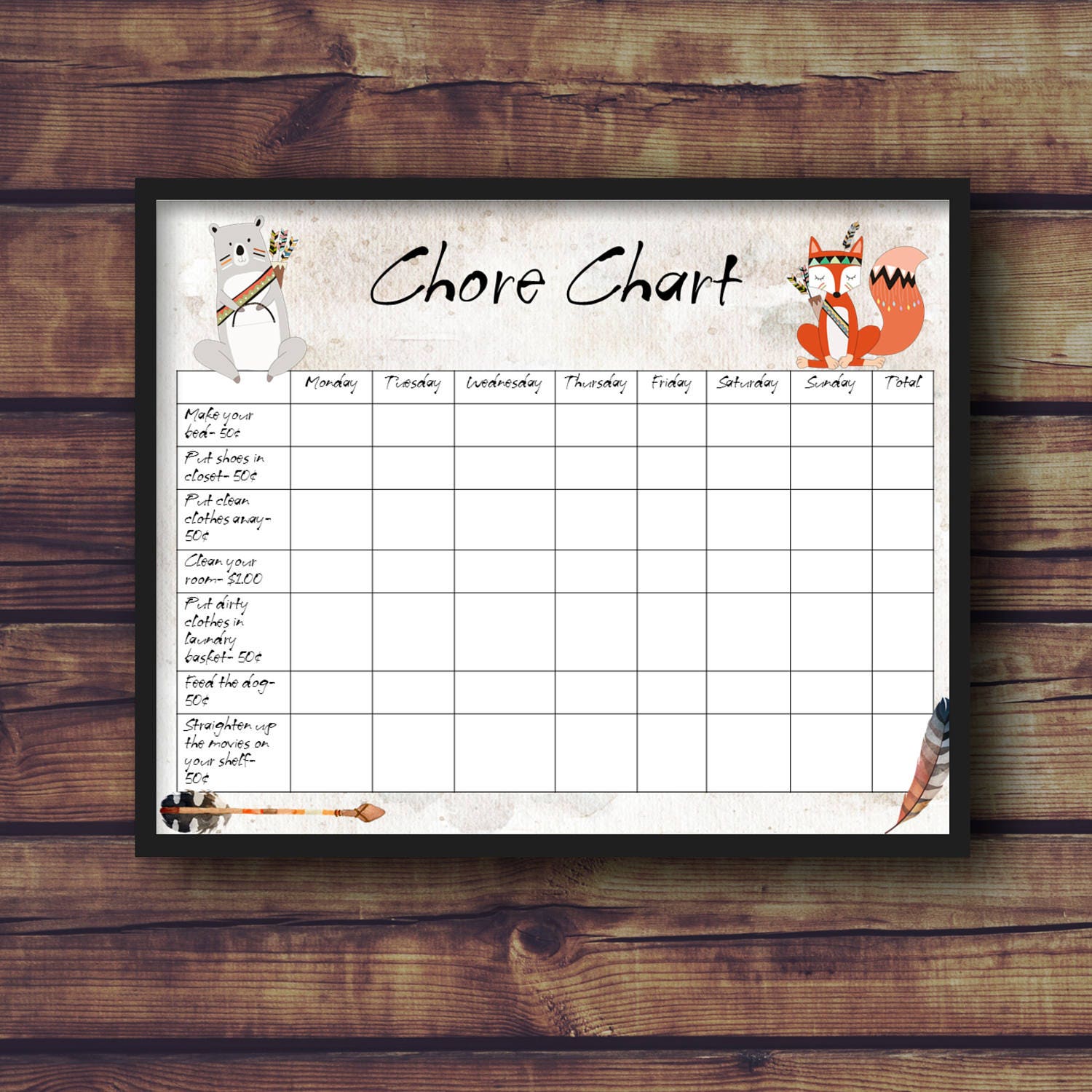 Editable Chore Chart Digital Kids - Etsy