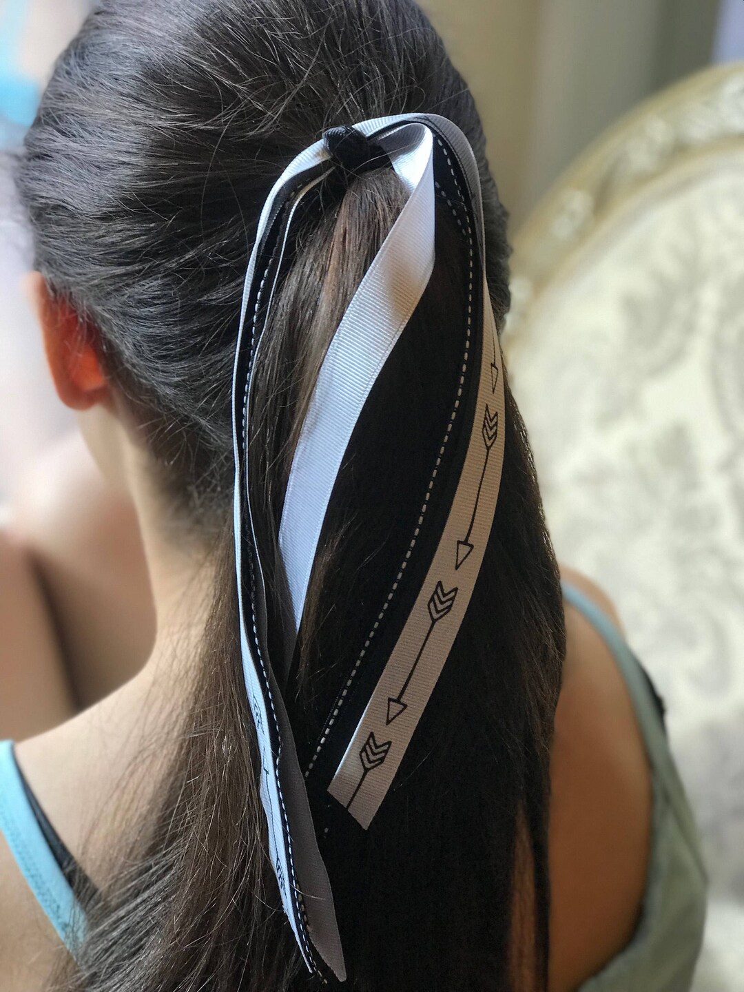 Ponytail Holder, Ponytail Streamer, Hair Tie, Arrow Bows, Cheerleading ...