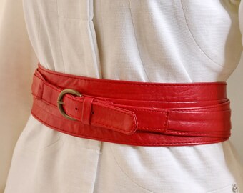 Red Leather Belt | Etsy