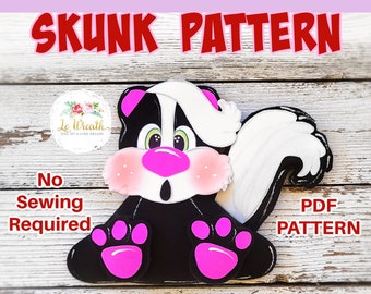 Skunk Pattern, Skunk PDF Pattern, No Sew E- Pattern, Valentine's Skunk ...