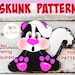 Skunk Pattern, Skunk PDF Pattern, No Sew E- Pattern, Valentine's Skunk ...