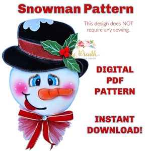 Snowman Head Pattern, No-sew Snowman E-pattern, Frosty Pattern, Snowman Attachment, Snowman DIY ...