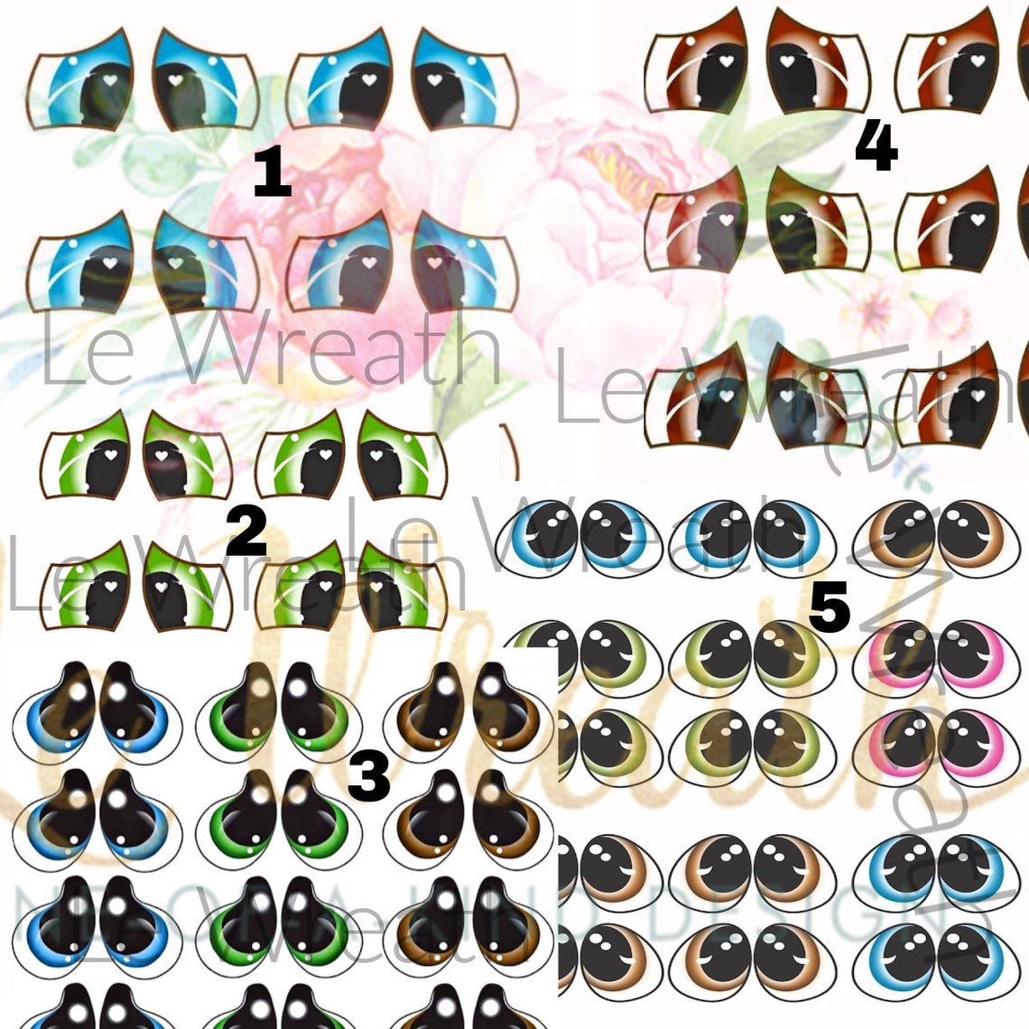 Large Eye Template Bundle 5pc Eye Templates DIY Eye - Etsy