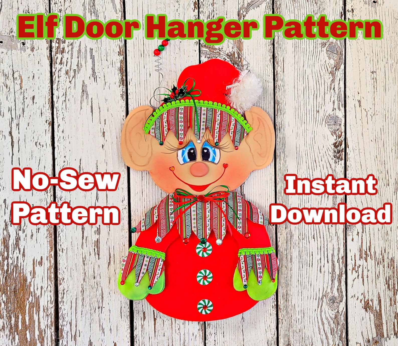Elf Door Hanger No-sew Digital Pattern Elf Hanger Pattern - Etsy