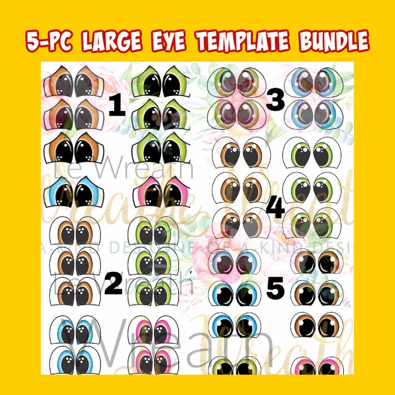 Large Downloadable Eye Template Bundle , 5pc Digital Eye Templates, DIY ...
