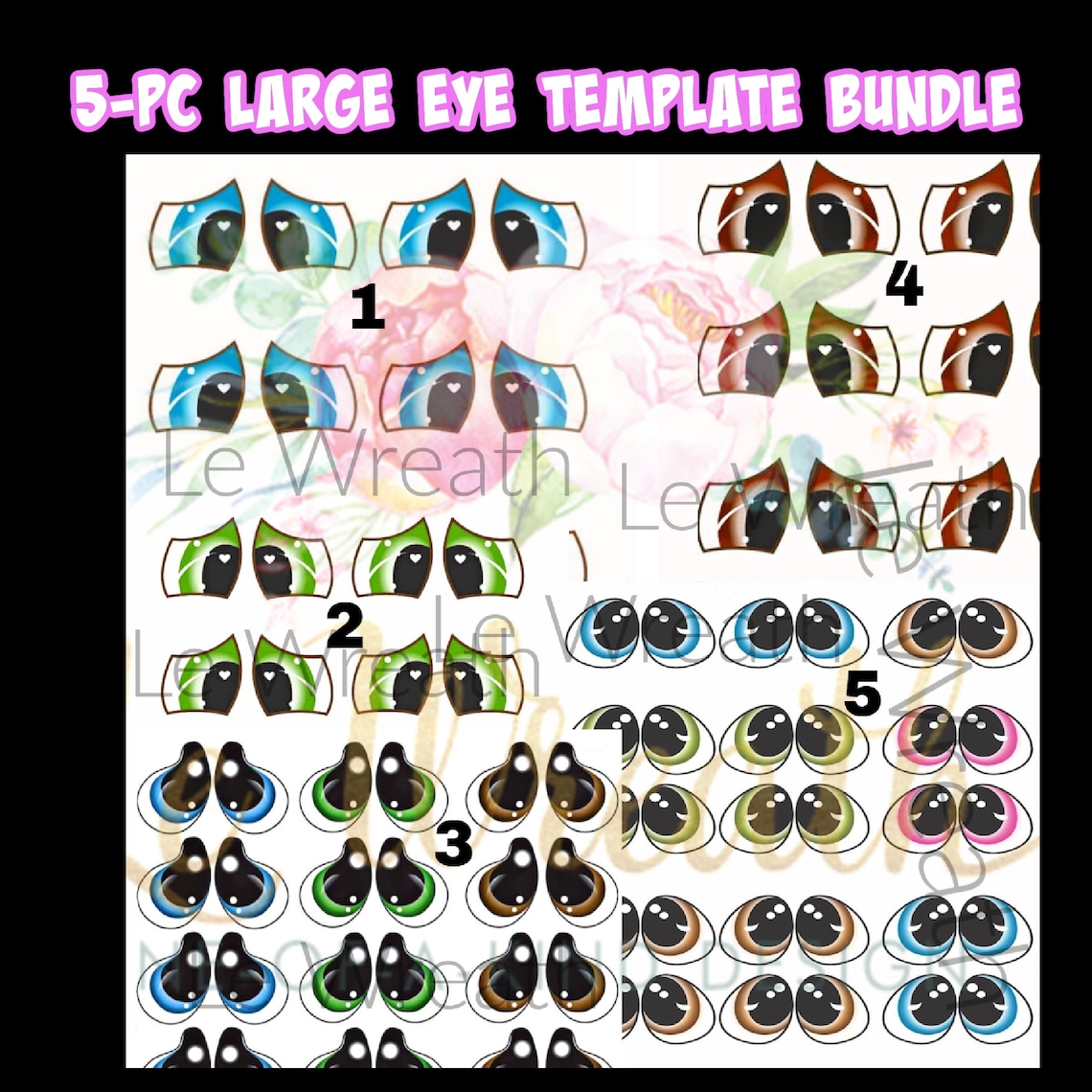 Large Eye Template Bundle 5pc Eye Templates DIY Eye - Etsy