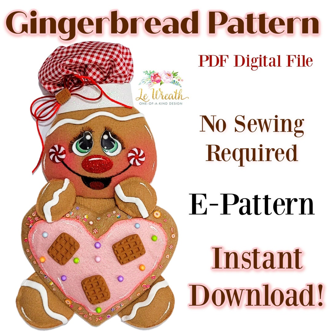 No Sew Gingerbread Cookie Pattern, Gingerbread PDF Pattern, Gingerbread ...