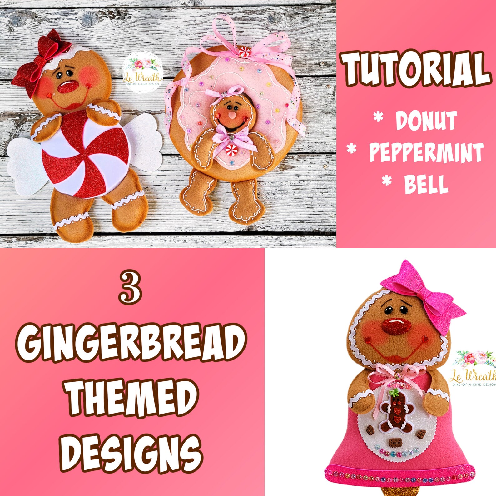 3 No-sew Gingerbread Designs Tutorial, Gingerbread DIY, Gingerbread ...