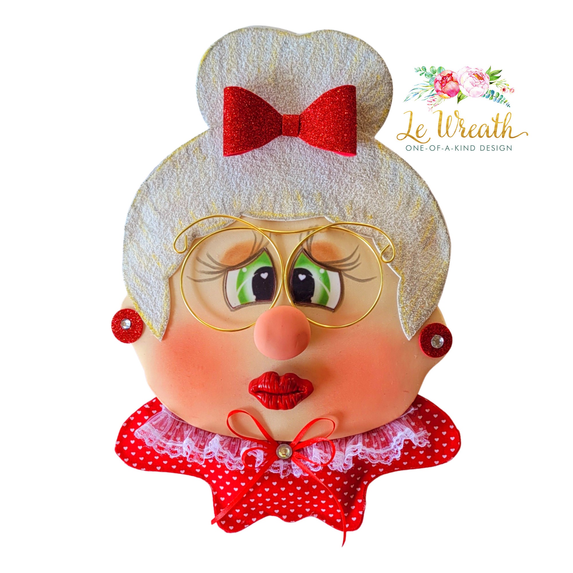 No Sew Mrs. Claus Head Digital Pattern, Grandma Head DIY Pattern ...