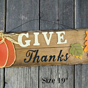 Give Thanks Sign, Fall Wood Sign, Autumn Sign, Sign for Wreaths ...
