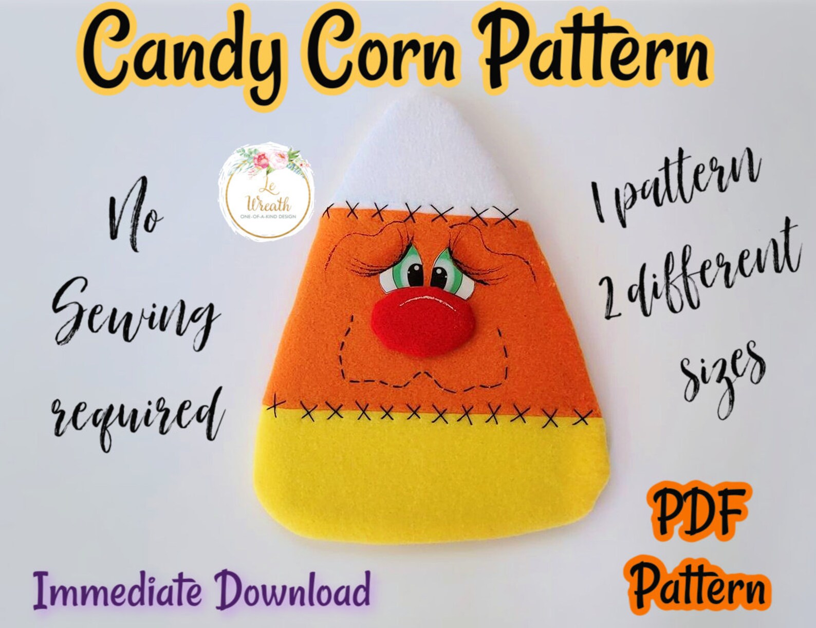 No Sew Candy Corn PDF Pattern Halloween Candy Corn Pattern - Etsy