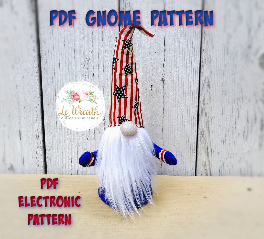 Patriotic Gnome PDF Pattern, Gnome DIY Project, Gnome Sewing Pattern ...