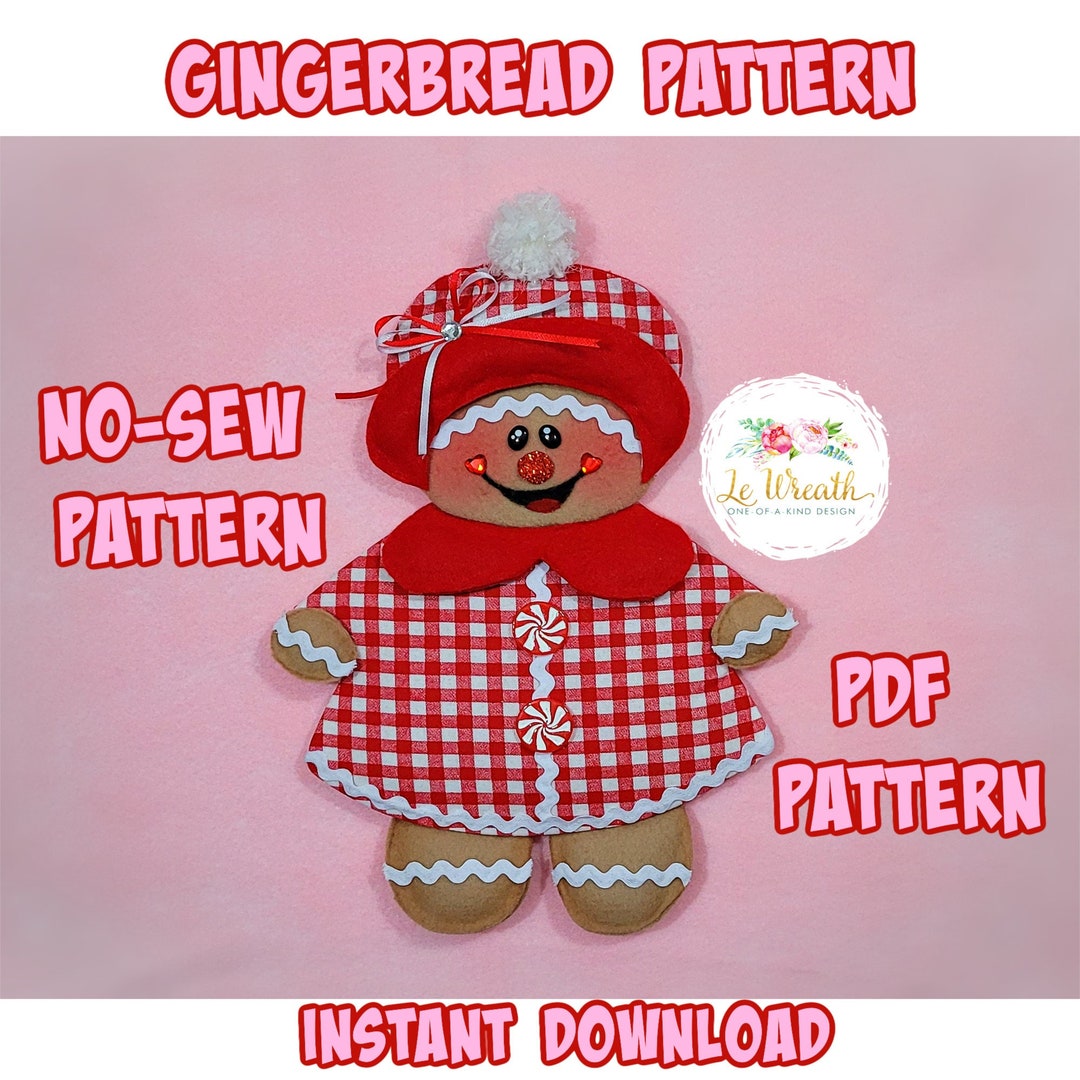 Gingerbread No Sew Pattern, Gingerbread Design E- Pattern, Gingerbread ...