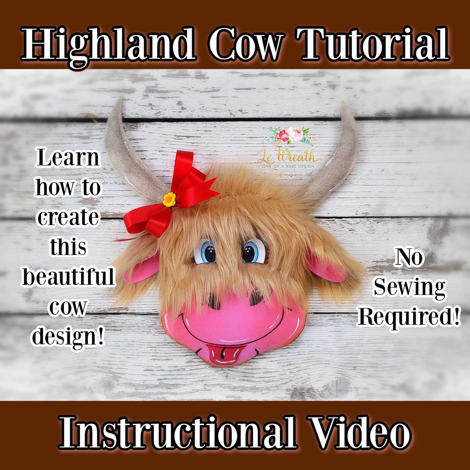 Buy Highland Cow Tutorial Cow Head DIY Cow Wreath Attachment No Online ...