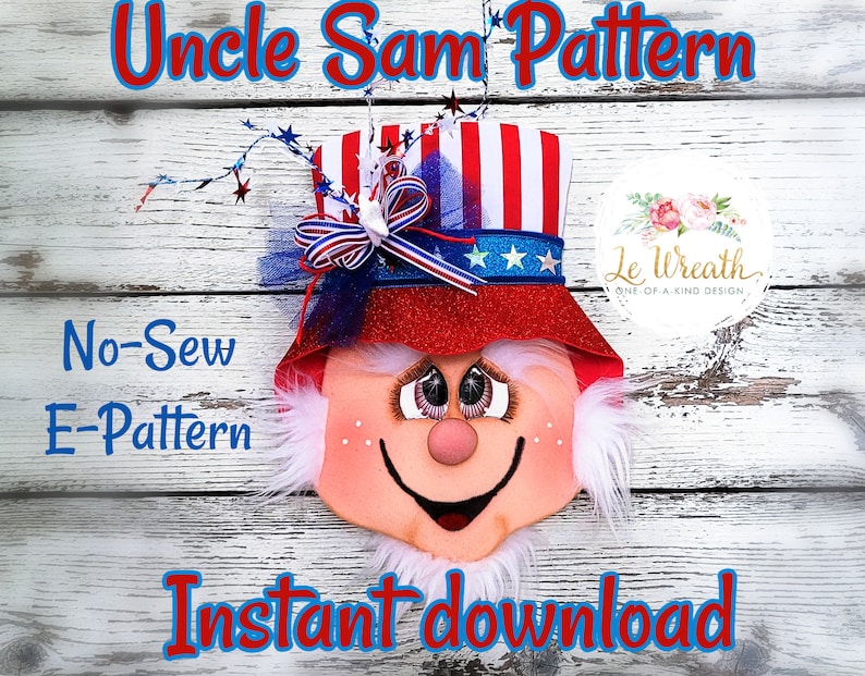 No-sew Uncle Sam PDF Pattern Patriotic E-pattern Uncle Sam - Etsy