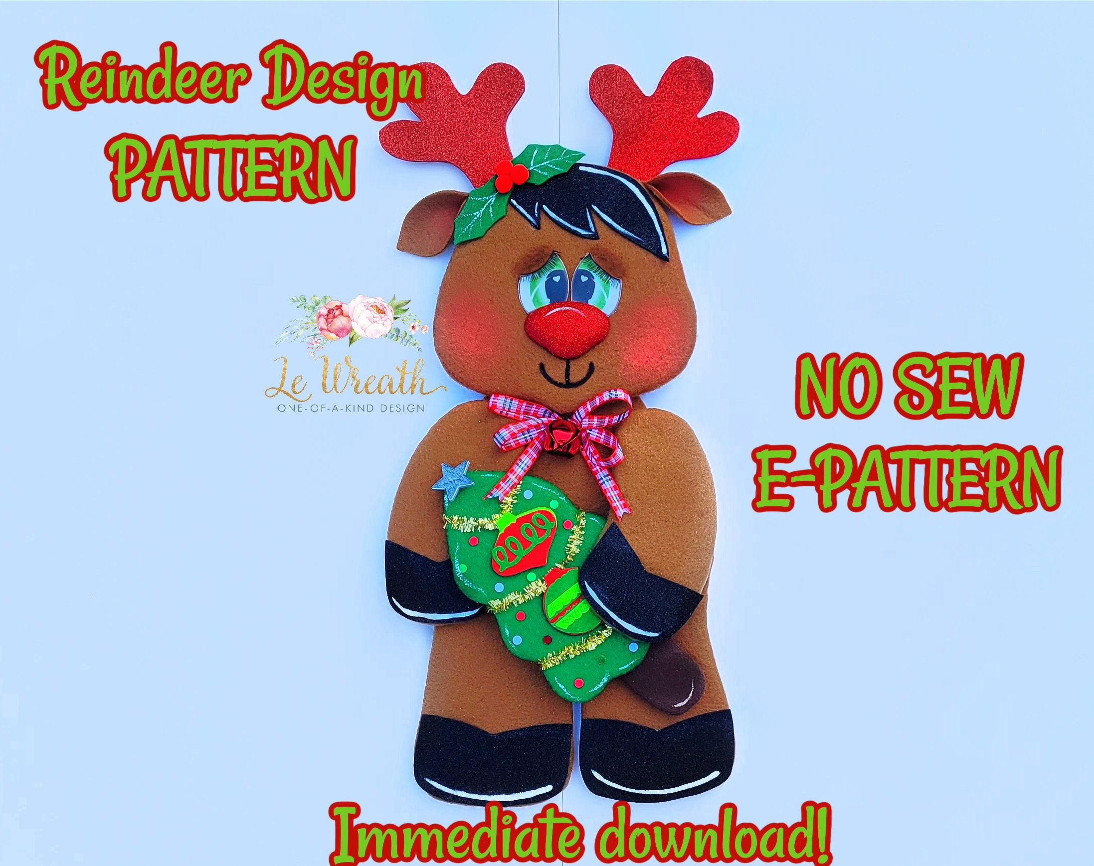 No Sew Reindeer PDF Pattern Reindeer E Pattern Reindeer - Etsy