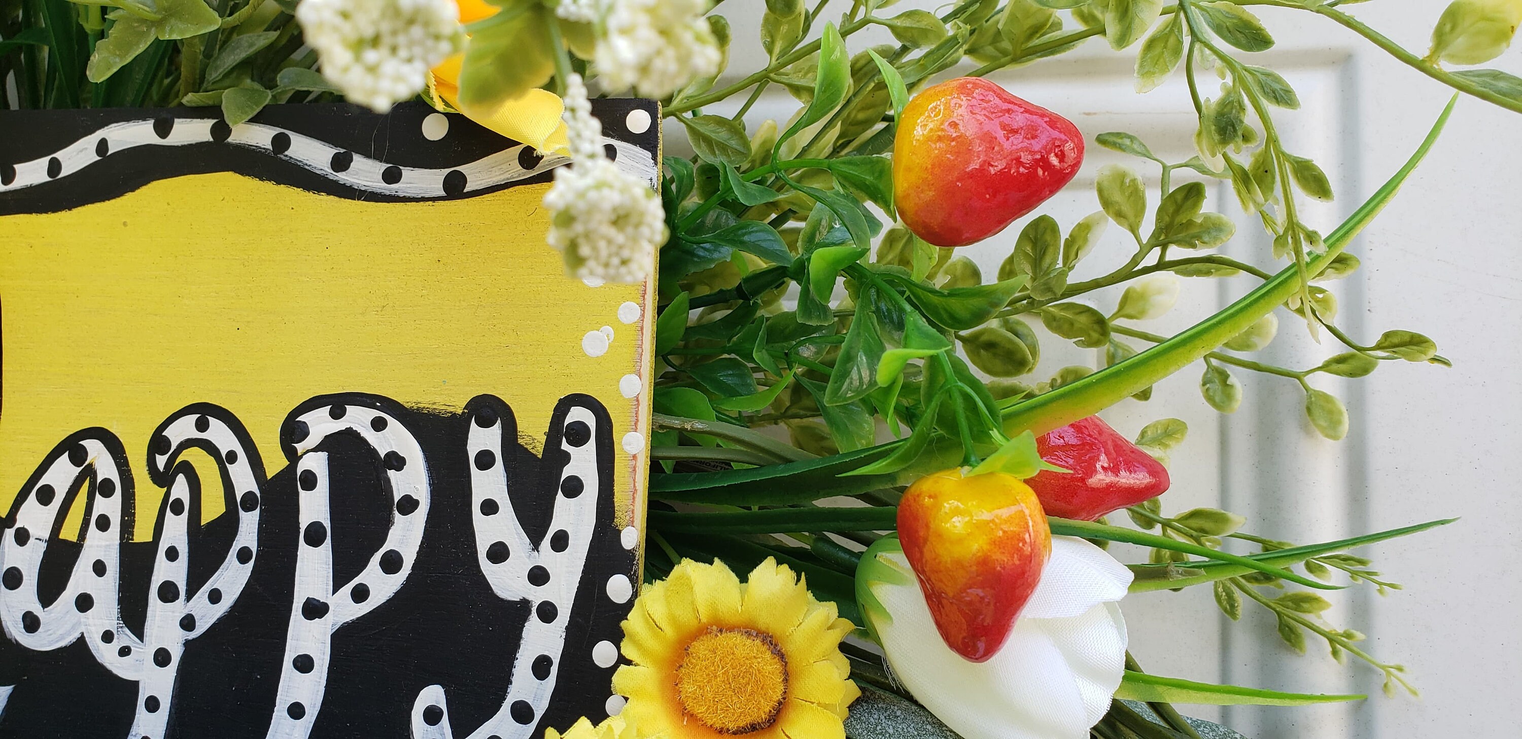 Bee Happy Floral Door Wreath Bumblebee Decor Spring Wreath | Etsy