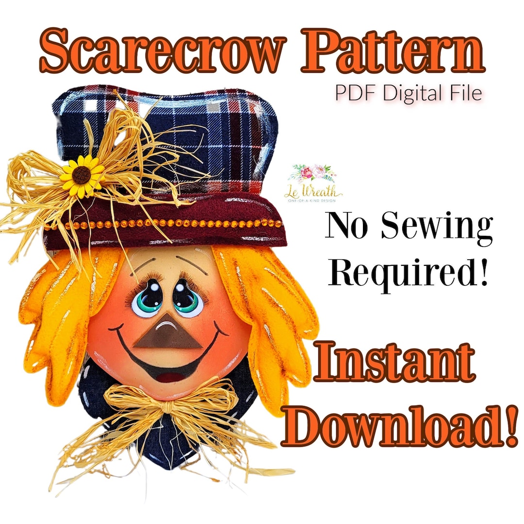 Scarecrow PDF Pattern, No Sew Fall Scarecrow Head Pattern, Autumn PDF ...