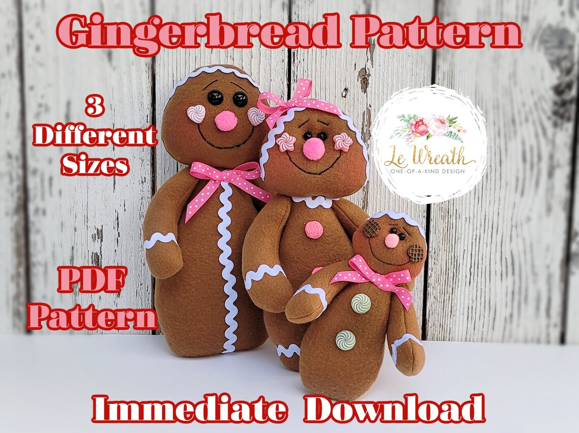 Gingerbread PDF Pattern, Gingerbread E- Pattern, Gingerbread Doll DIY ...