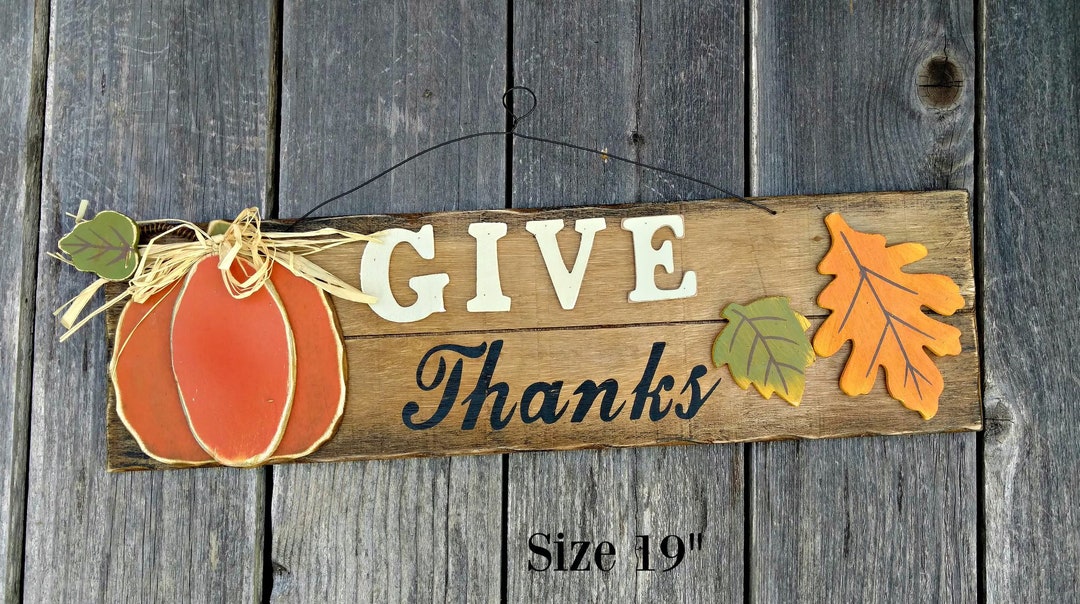Give Thanks Sign, Fall Wood Sign, Autumn Sign, Sign for Wreaths ...