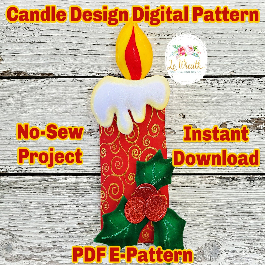 No Sew Candle Design Digital Pattern, Candle DIY Pattern, Candle E ...