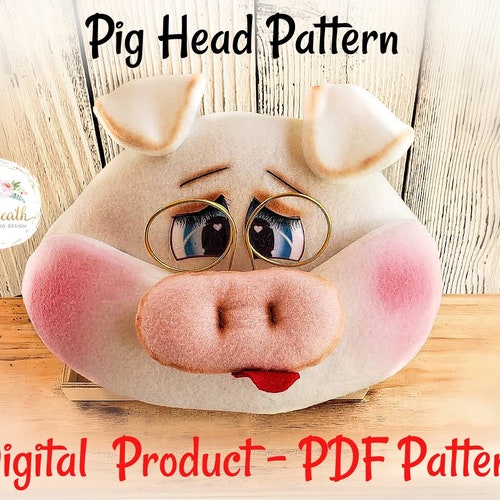 Pig Head Plush Digital Pattern Piggy Head Pattern Pig Sewing | Etsy