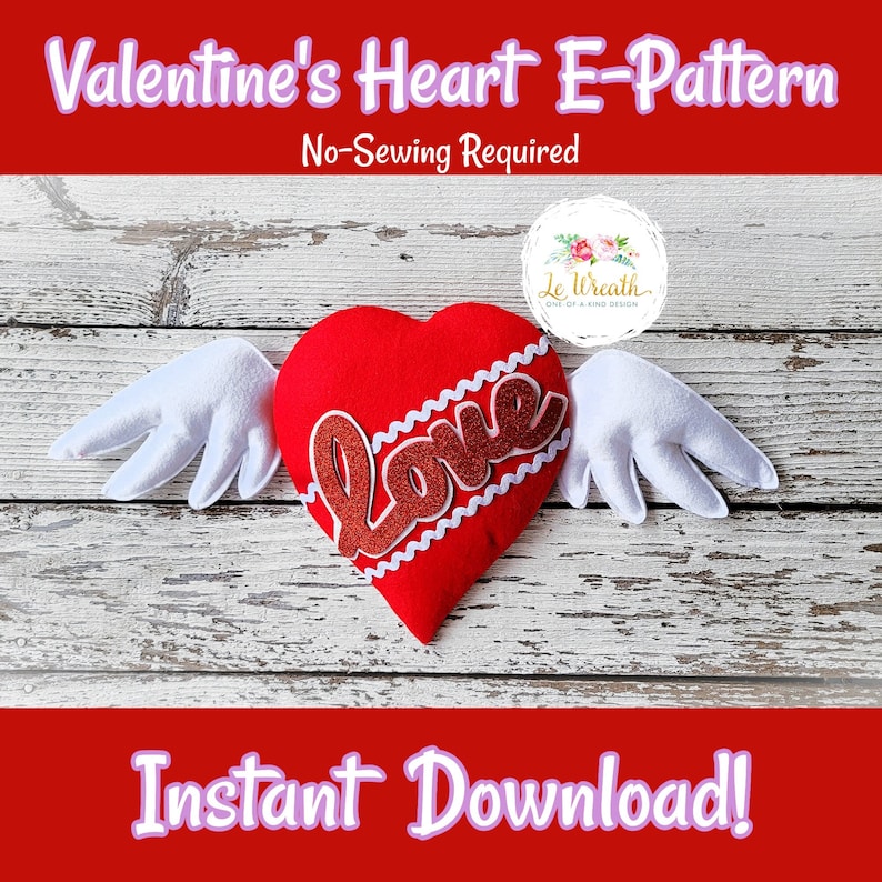Valentines Heart PDF Pattern Heart E Pattern No Sew Heart - Etsy