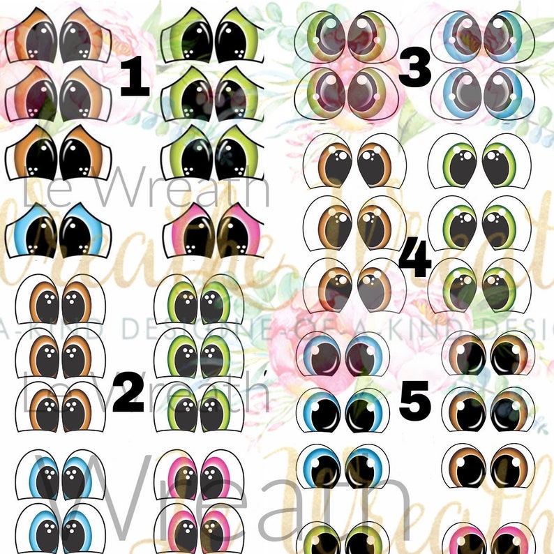 Large Downloadable Eye Template Bundle , 5pc Digital Eye Templates, DIY ...