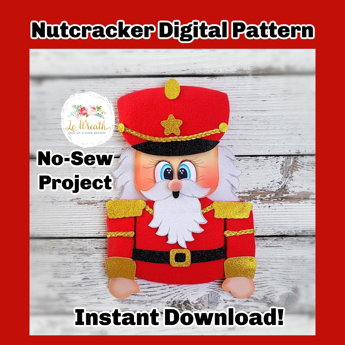 Nutcracker No Sew PDF Pattern, Nutcracker E- Pattern, Nutcracker DIY, Nutcracker Wreath ...