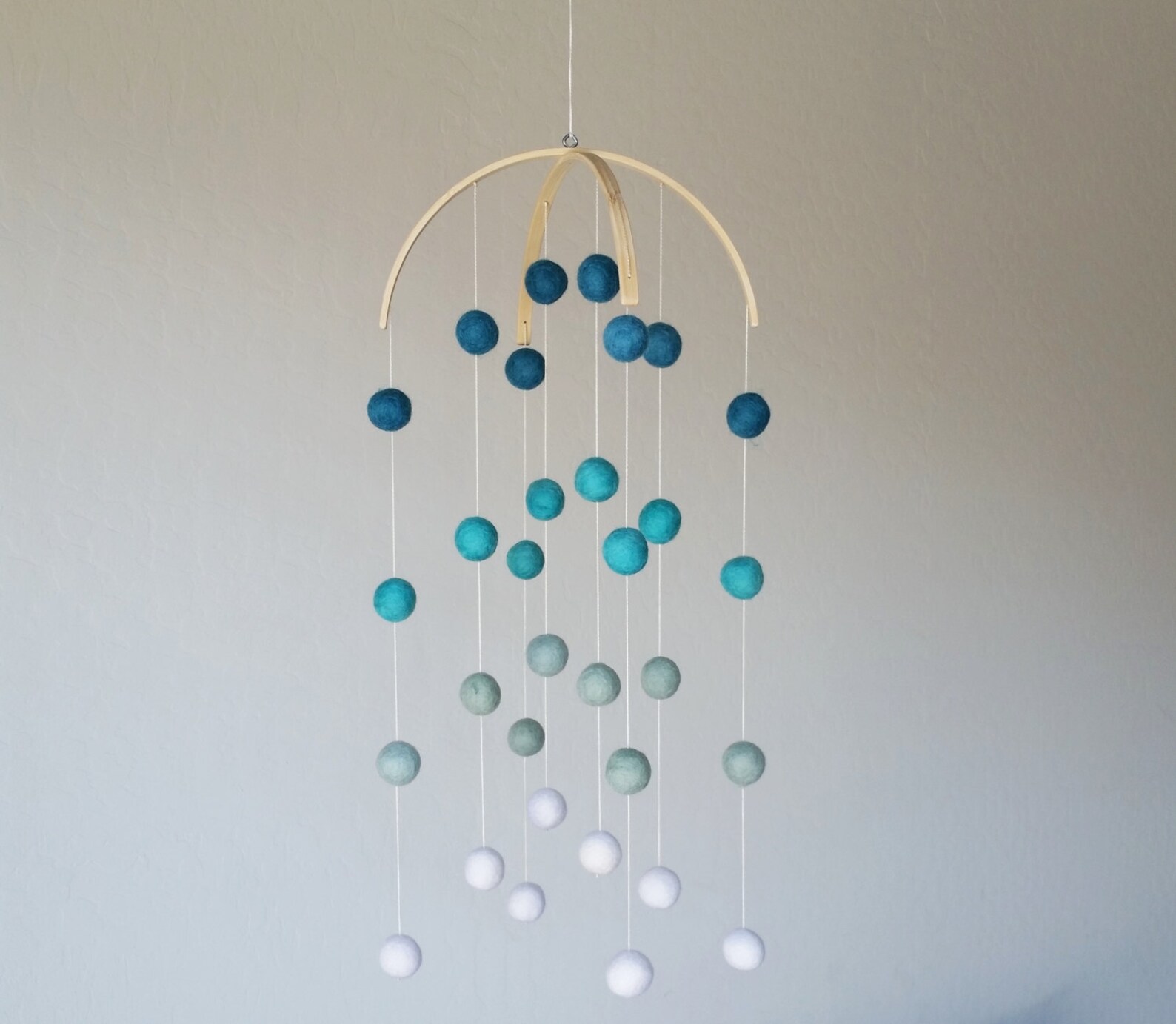 Baby Mobile : Pom Pom Mobile in Aqua Ombre Tones - Etsy