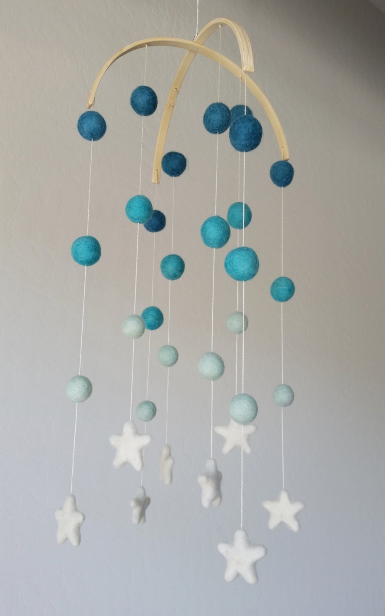Baby Mobile : Pom Pom Mobile in Aqua Ombre Tones - Etsy