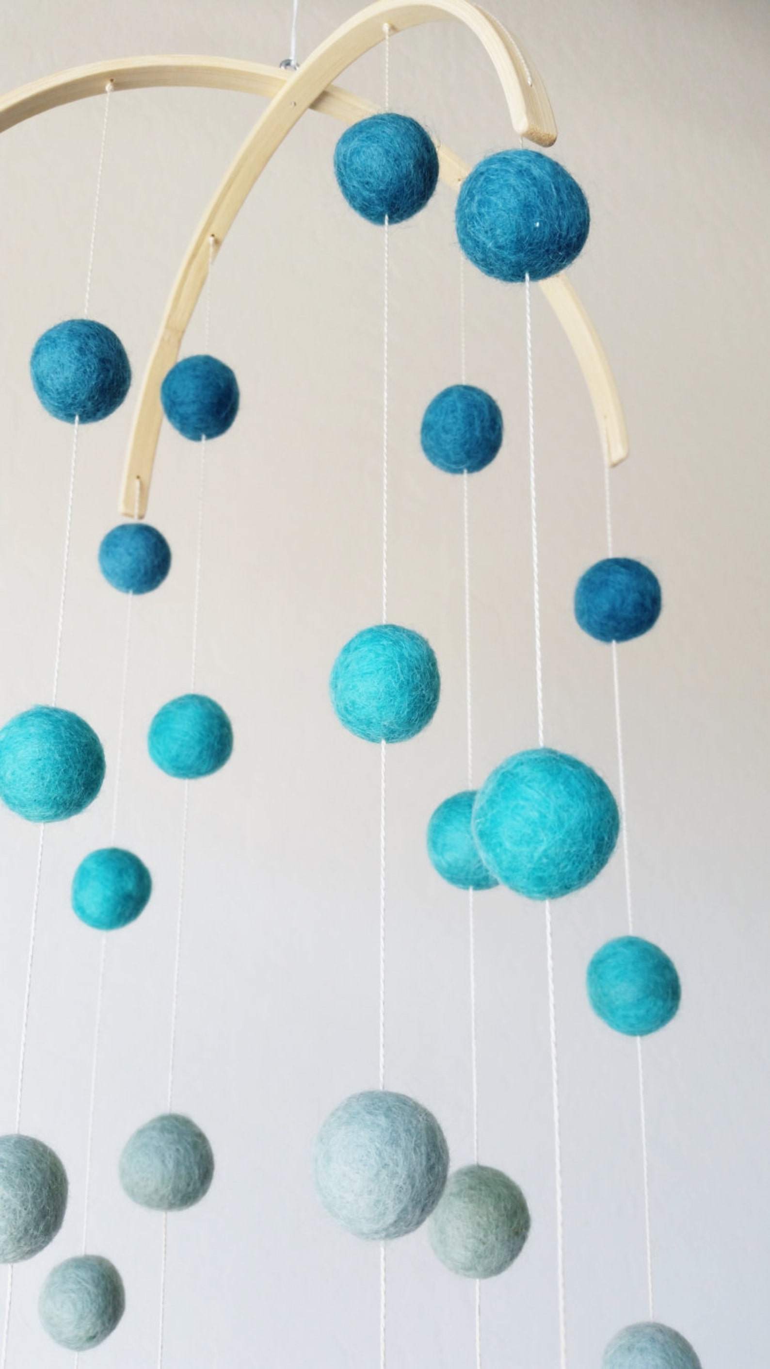 Baby Mobile : Pom Pom Mobile in Aqua Ombre Tones - Etsy