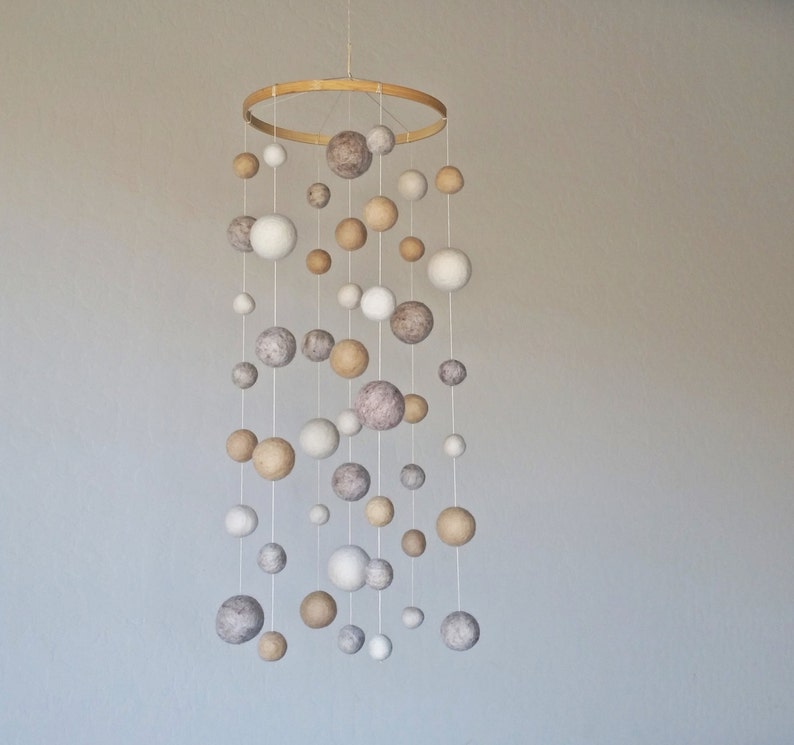 Pom Pom Baby Mobile : Felt Ball Baby Mobile / Gender Neutral Baby ...