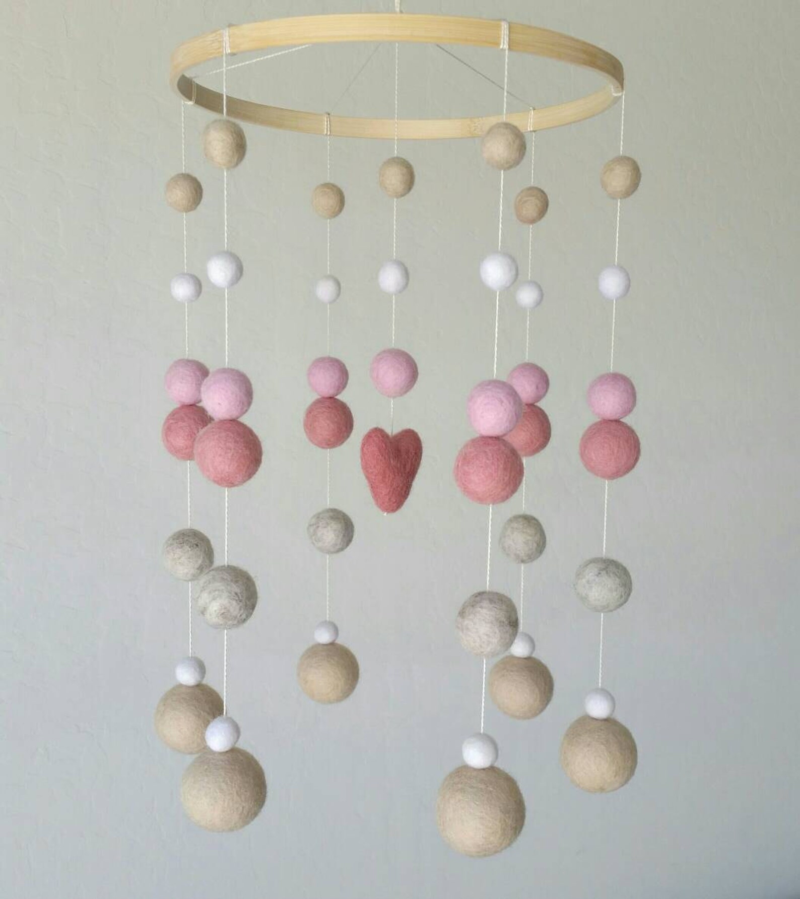 Baby Mobile : Modern Lullaby Pink Heart Baby Mobile - Etsy