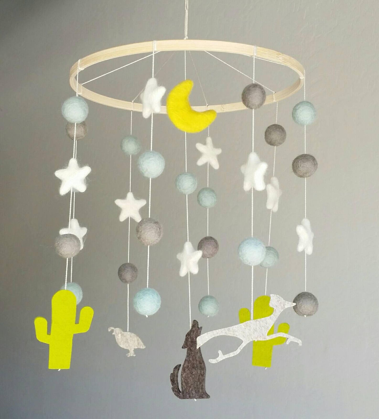 Baby Mobile : Moon and Stars Mobile With Cactus and Coyote - Etsy