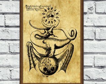 Python Mercurius as three headed dragon Alchemy alchemy | Etsy