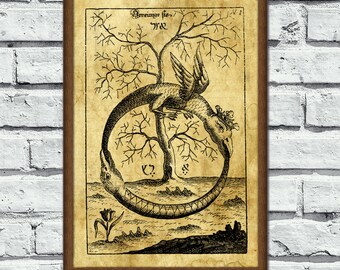 Python Mercurius as three headed dragon Alchemy alchemy | Etsy