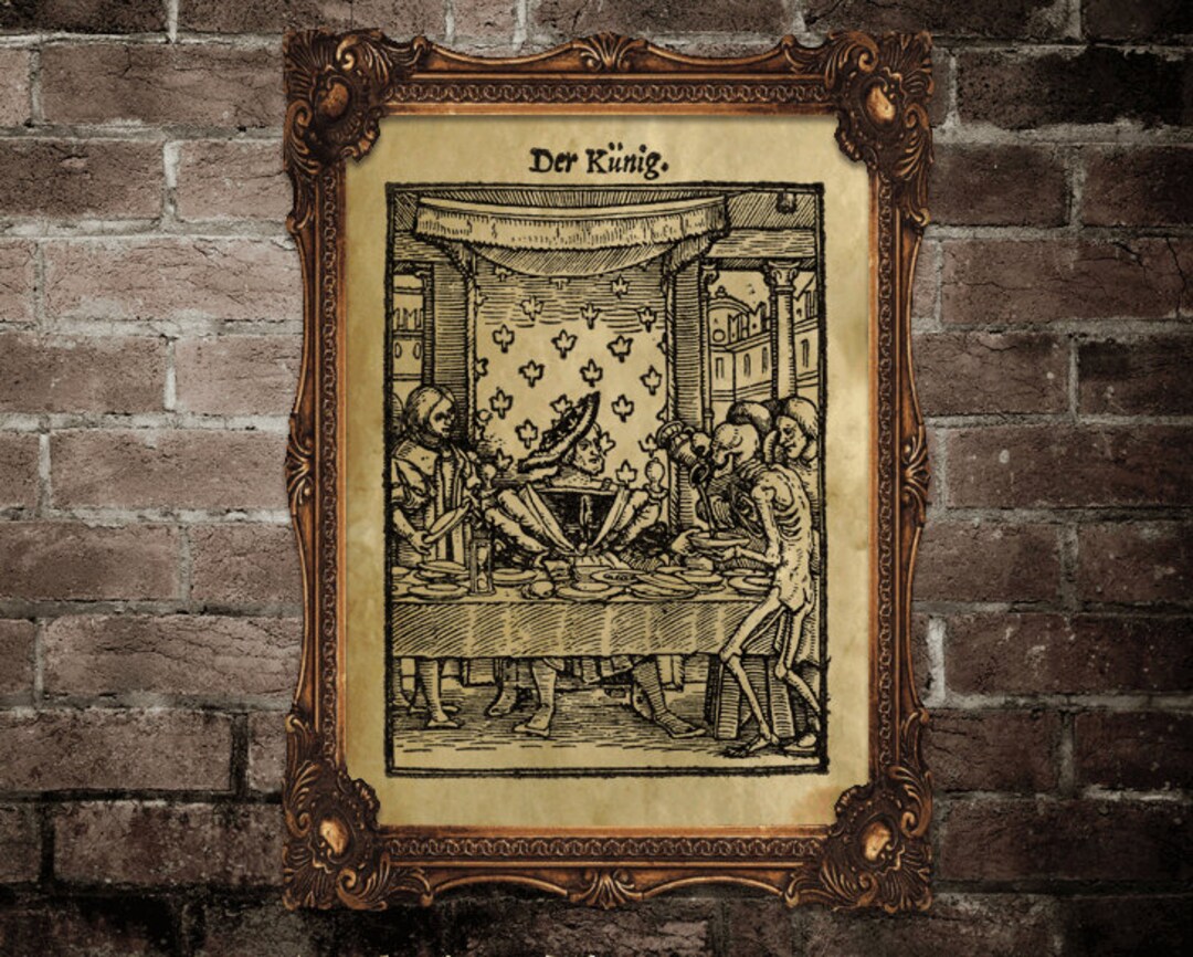 Danse Macabre Poster, Medieval Wall Decor, Litography Print, the King ...