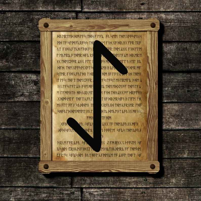Eihwaz Viking Print Rune Illustration Futhark Art on Old Antique Paper ...