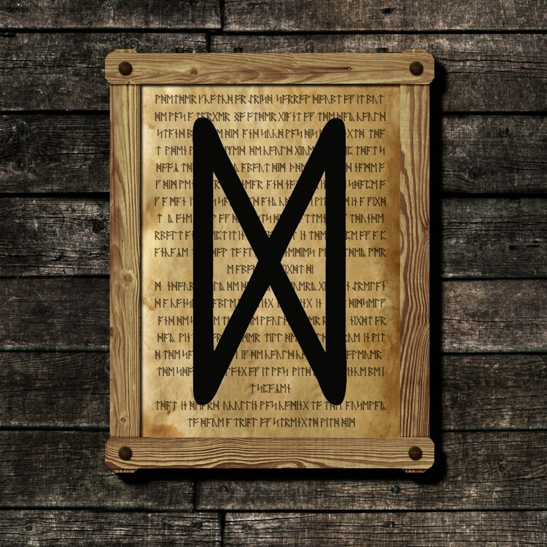 Dagaz Viking Print Rune Illustration Futhark Art on Old Antique Paper ...