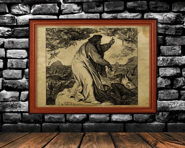 The Fifth Day of Creation Bible Print Aged Poster Wall | Etsy