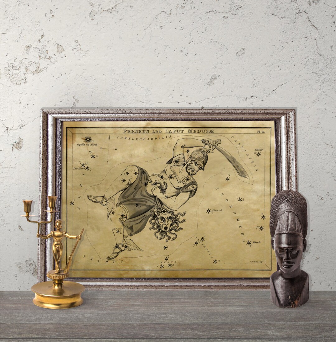 Astronomy Wall Decor, Astrological Print Perseus Constellation Poster ...