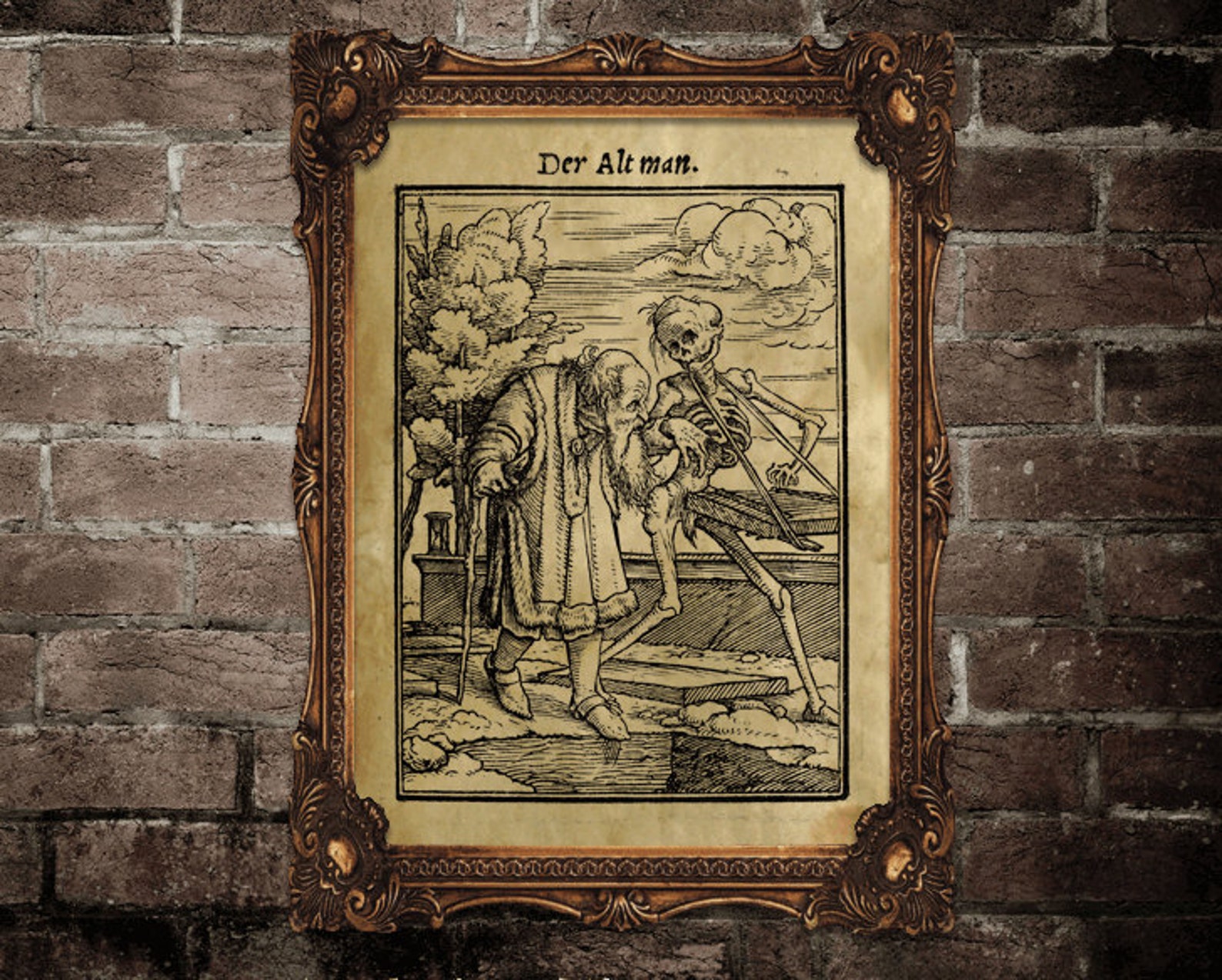 Old Man and the Death, Danse Macabre Poster, Medieval Wall Decor, 15 ...