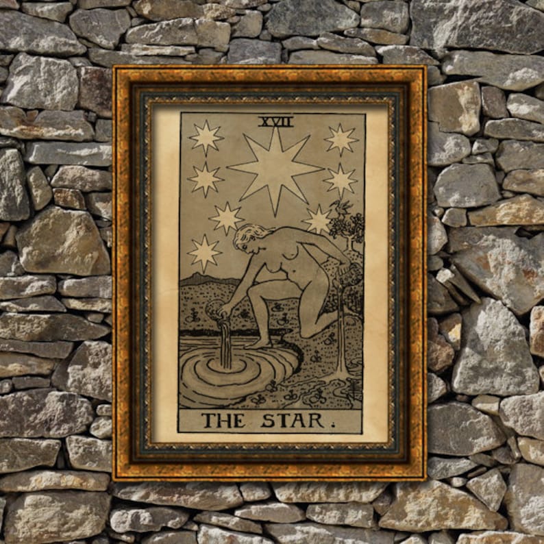 Tarot Star card print aged poster Taro wall decor Occult | Etsy