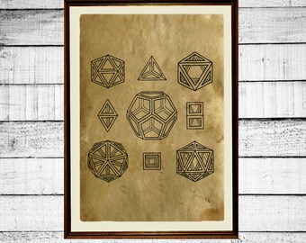 Platonic Solids Print Sacred Geometry Print Plato Poster | Etsy