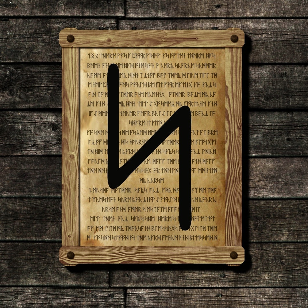 Sowilo, Sigel Viking Print Rune Illustration Futhark Art on Old Antique ...