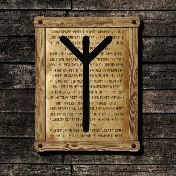 Algiz viking print Rune illustration Futhark art on Old | Etsy