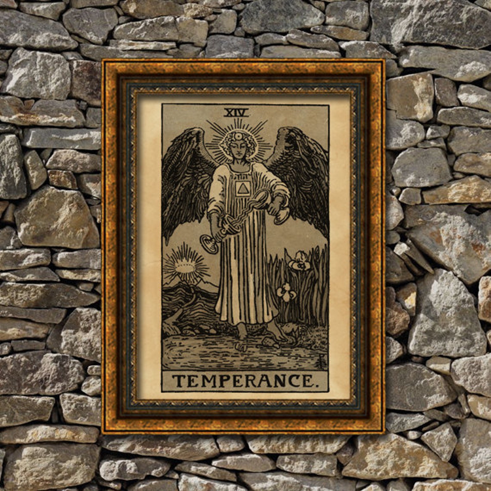 Tarot Temperance Card Print, Aged Poster, Taro Wall Decor, Occult Print ...