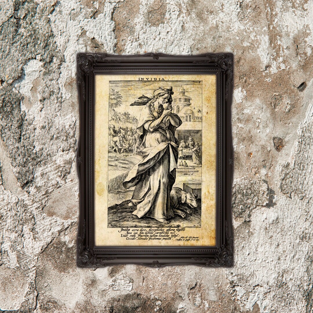 Envy Print, Medieval Print, Occult Illustration, Bible Pergament ...