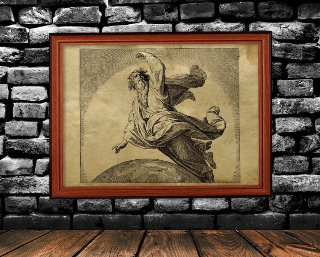 The Second Day of Creation, Bible Print, Aged Poster, Wall Decor ...
